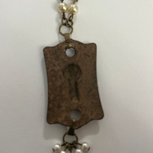 Vintage Skeleton Key Cover Necklace With Rose and Pearl Accent - Etsy