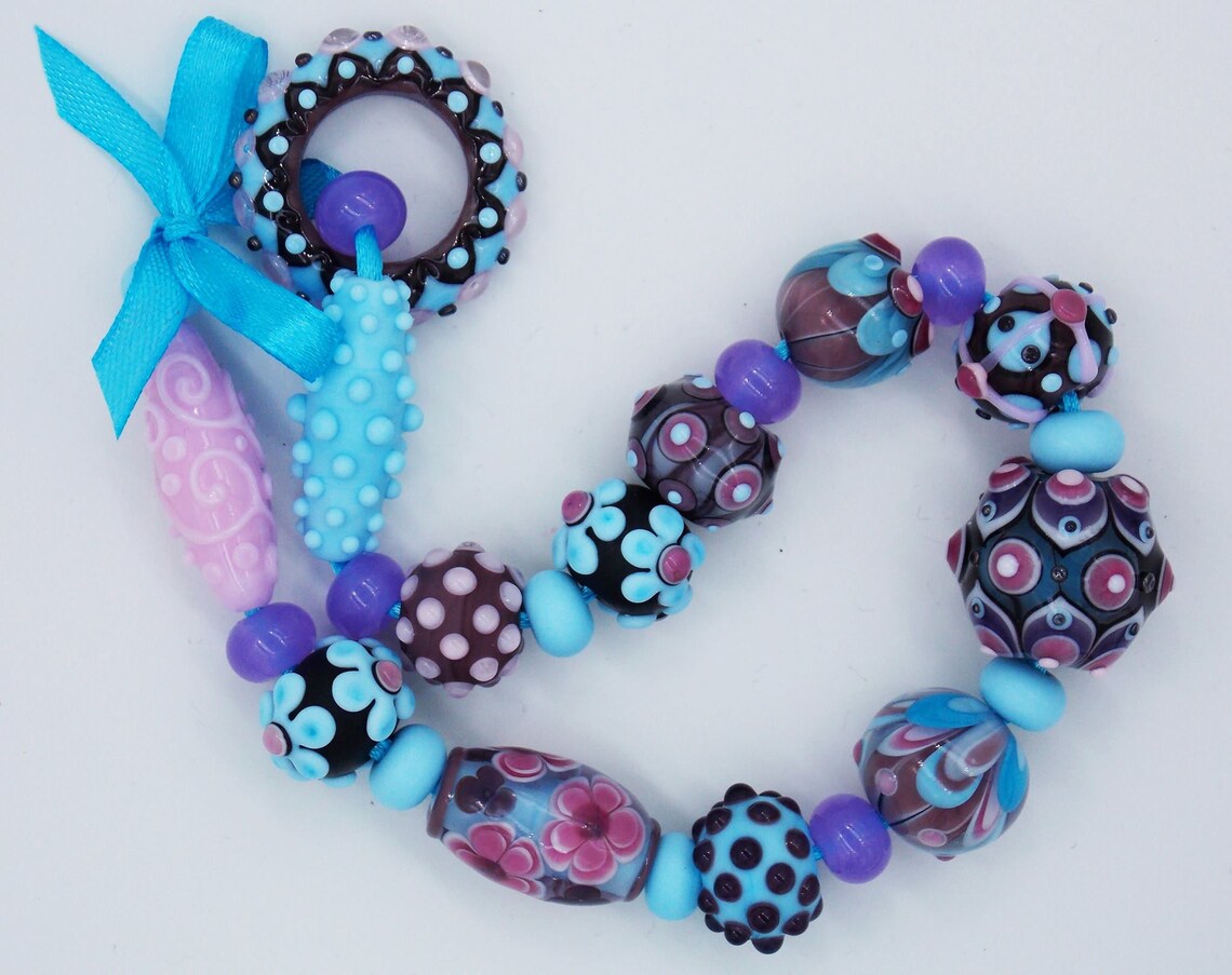 Glass Beads Handmade Lampwork Bead Set for Jewelry Blue | Etsy