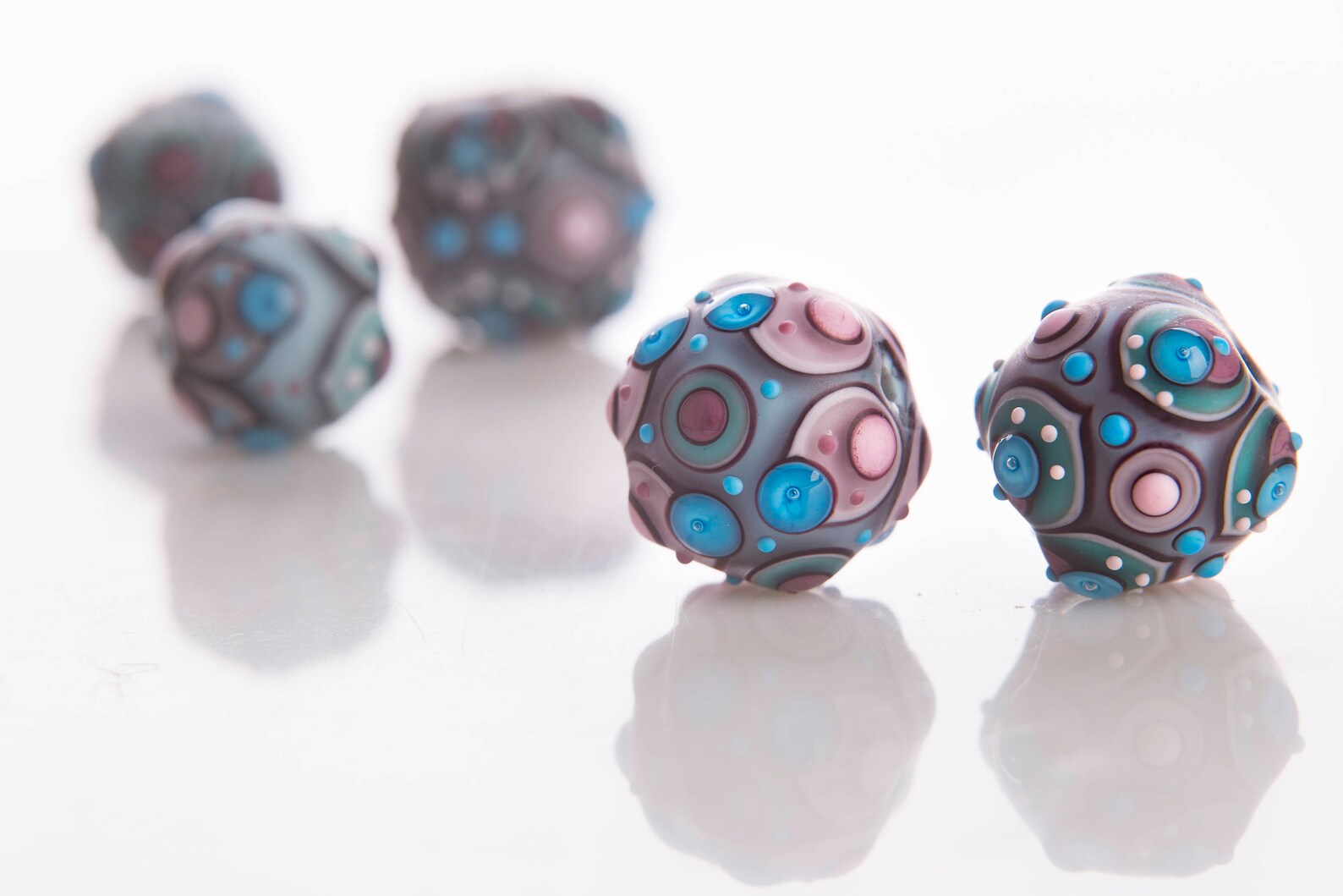 Lampwork Bead Set Blue Purple Pink Matte Beads for | Etsy