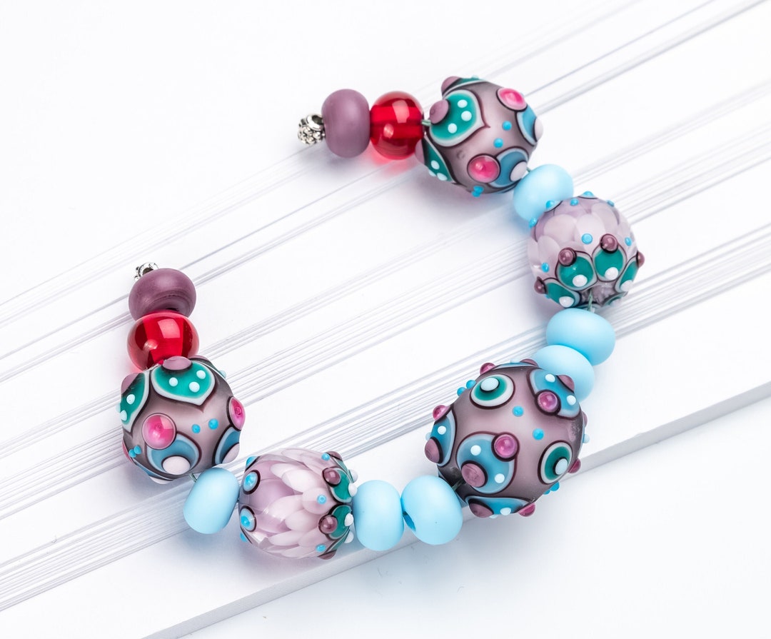 Matte Glass Bead Set to Make Artisan Jewelry, Pink, Blue, Turquoise ...