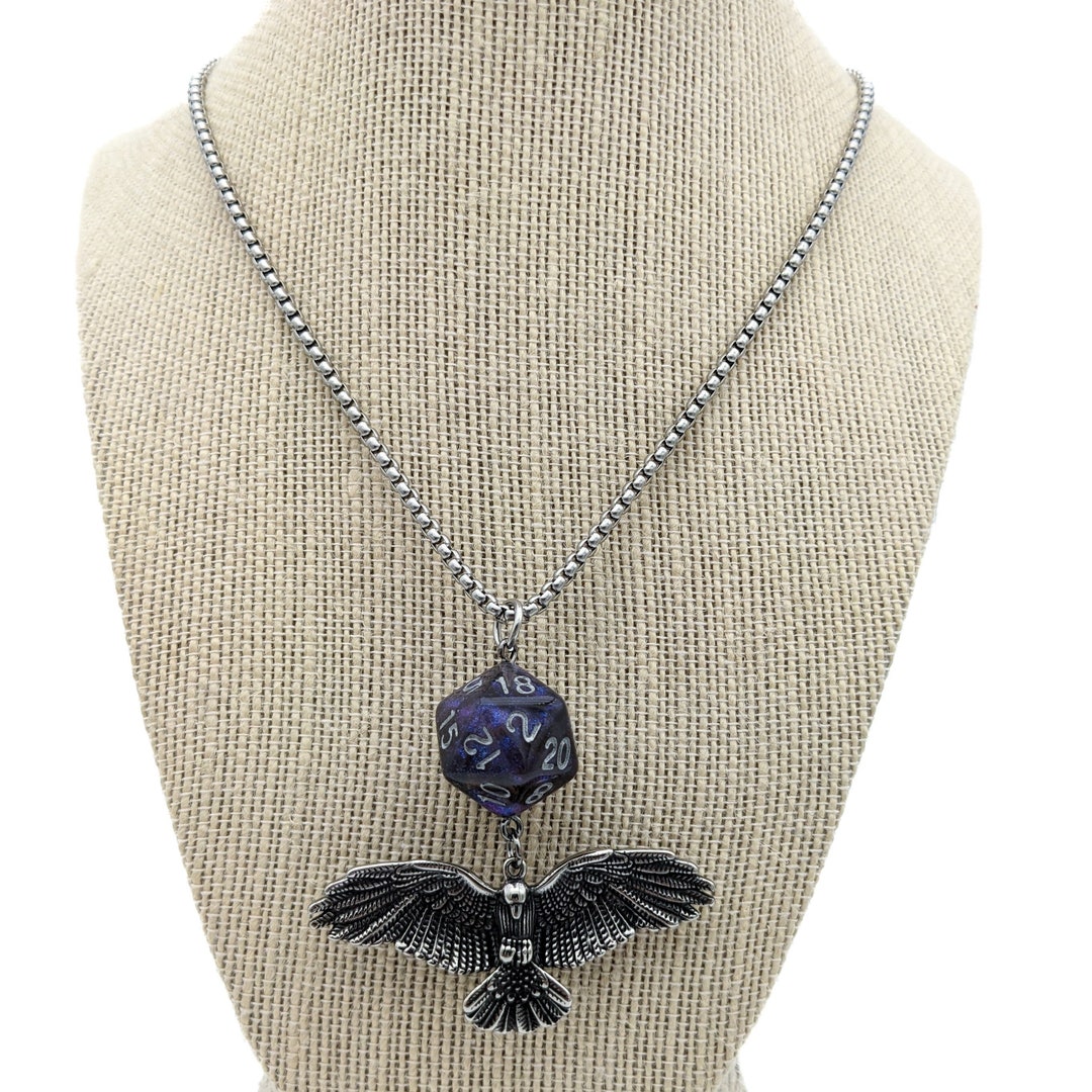 D20 Raven Queen Character Necklace 24 DND Dice Pendant With Raven ...