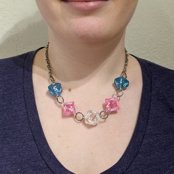 Trans Pride Flag Polyhedral Dice Necklace for DND Pathfinder | Etsy