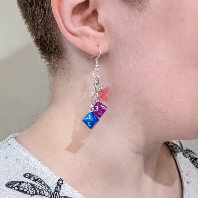 Mini Bi Pride Dice Earrings DND or Pathfinder Polyhedral RPG - Etsy