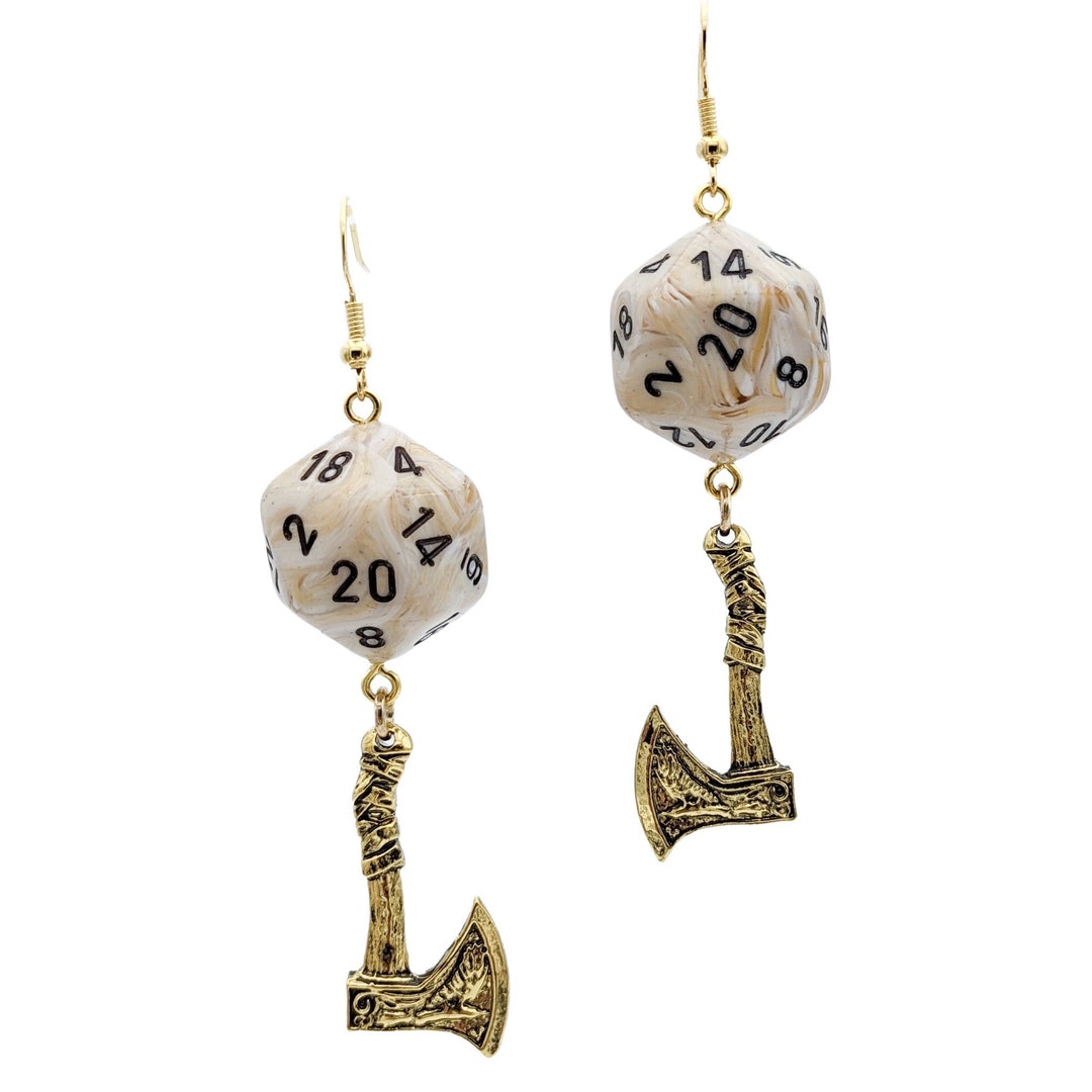 D20 Axe DND Dice Earrings - TTRPG Battle Axe Wielder Jewelry - RPG ...