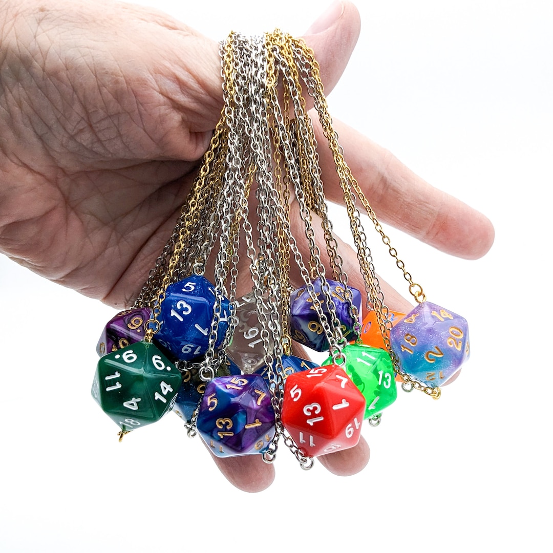 Colorful and Fun D20 Dice Necklace - DND Pendant - TTRPG Dice Necklace ...