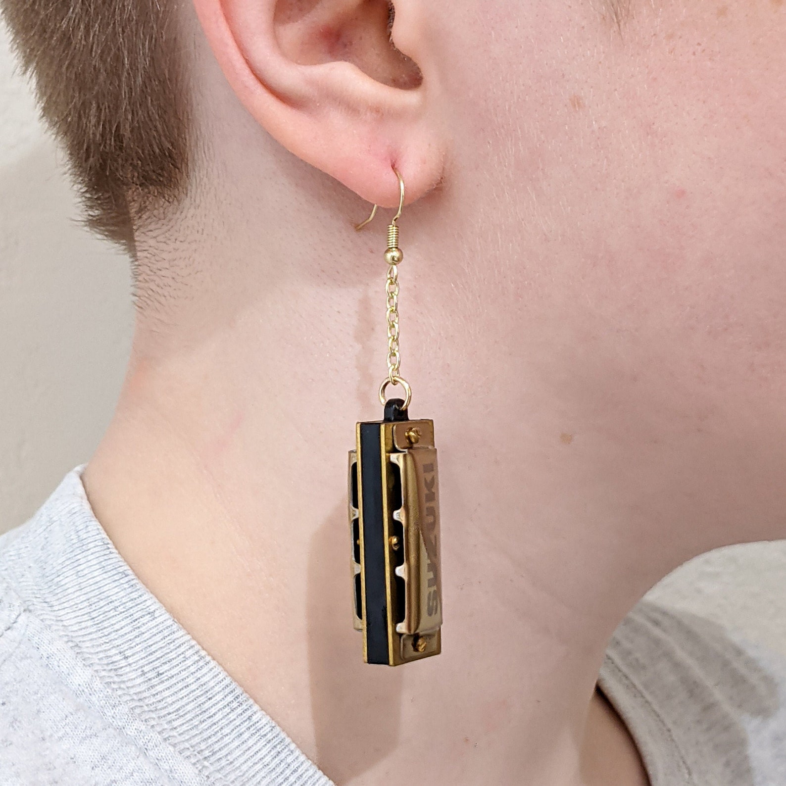 Functional Harmonica Earrings - Quirky Gift for Musicians - Functional ...