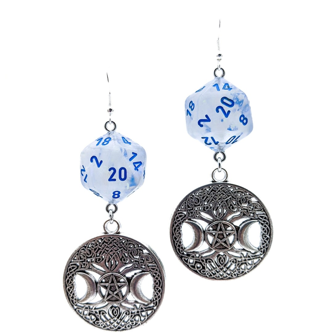 DD20 Druid Dice Earrings - DND Jewelry - Leaf or Tree of Life Earrings ...