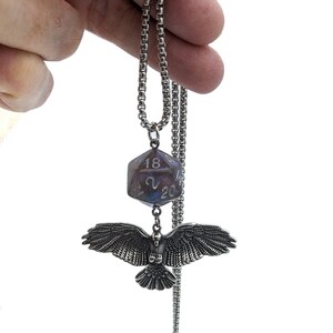D20 Raven Queen Character Necklace 24 DND Dice Pendant With Raven ...