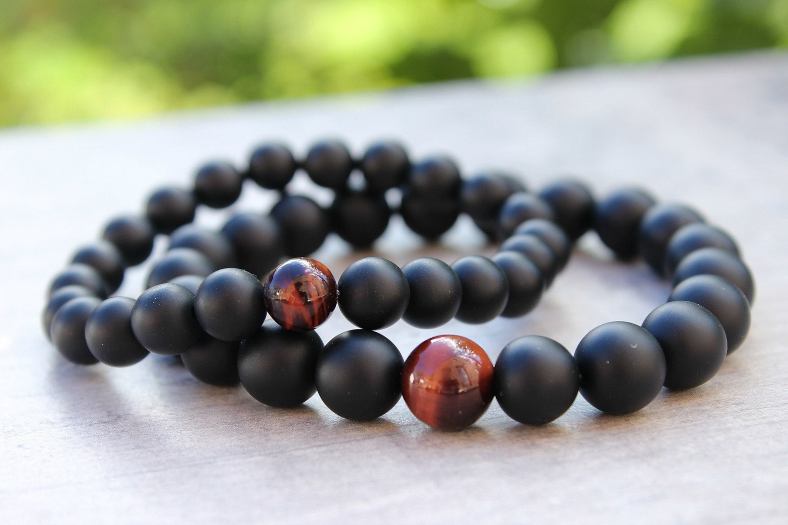 Unique Son Bracelet Son Gift Red Tigers Eye and Black Onyx - Etsy