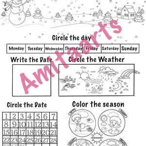 Kids Coloring Pages Printables Instant Download Calendar Months Dates ...