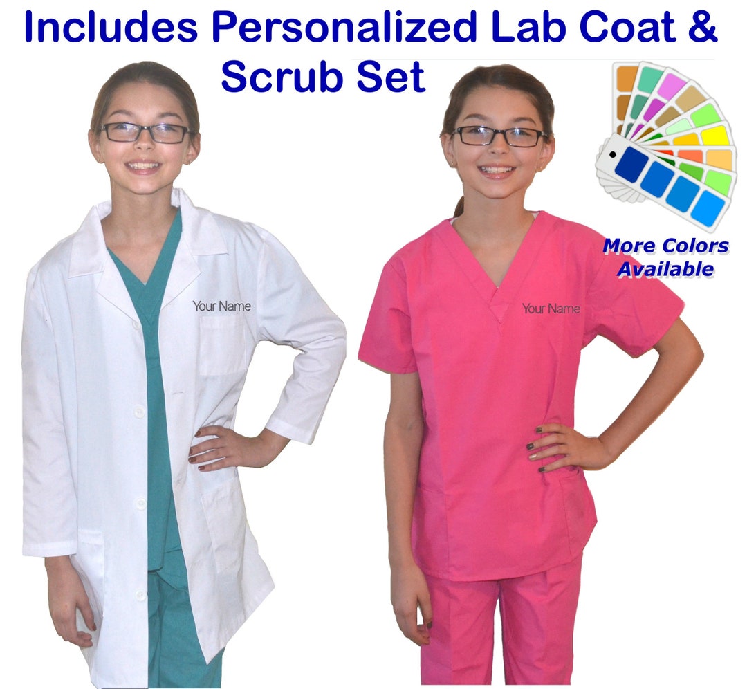 Personalized Kids Lab Coat and Scrub Set for Little Doctors - Etsy