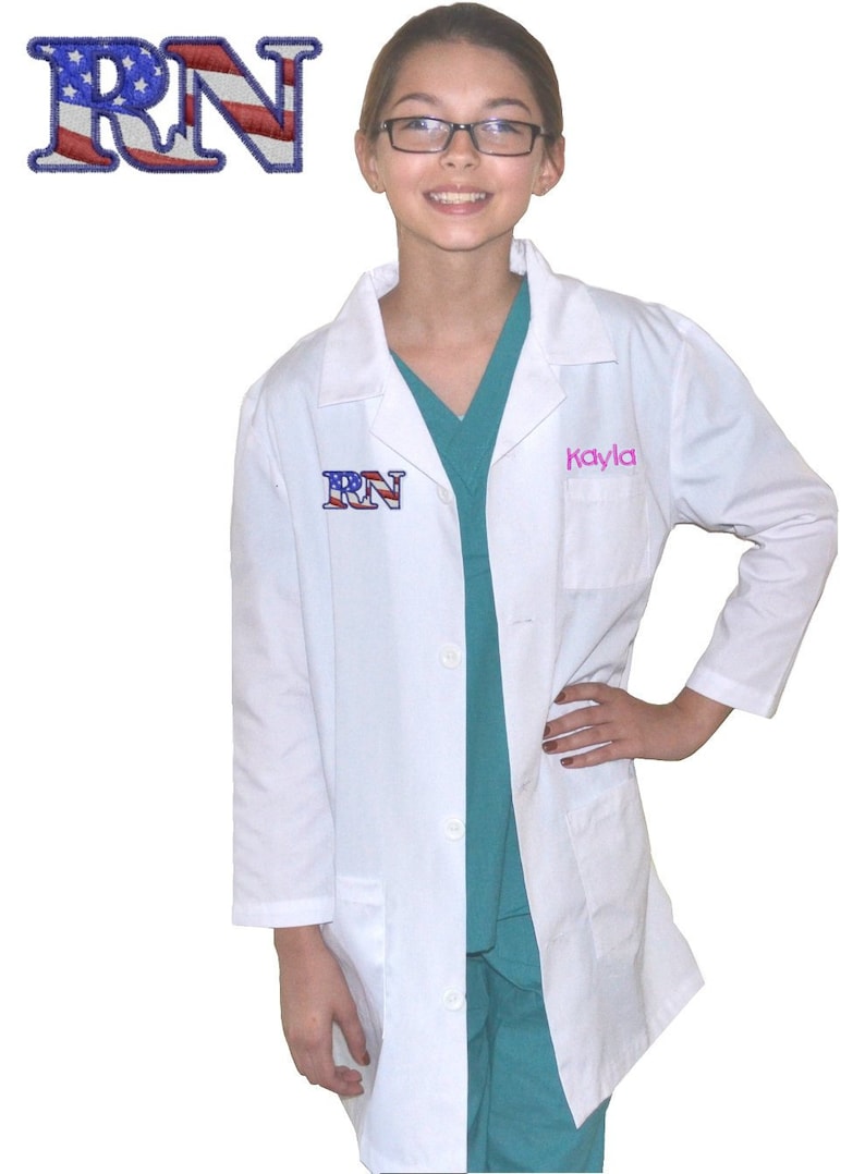 Personalized Kids Nurse Lab Coat With RN Flag Embroidery - Etsy