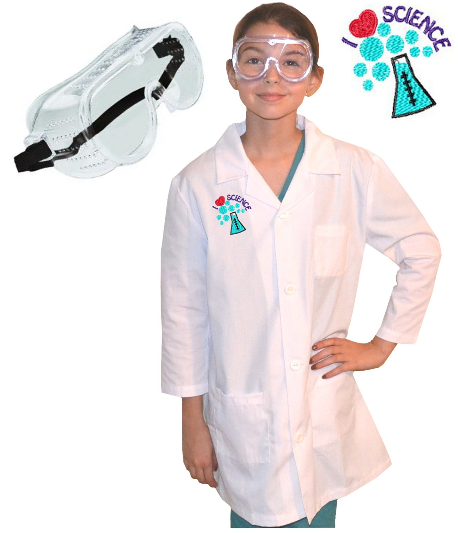 Kids I Love Science Lab Coat With Goggles | Etsy