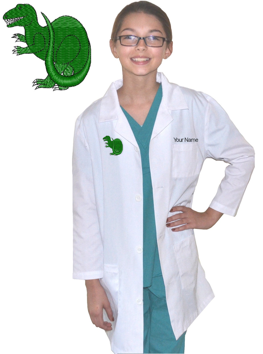Personalized Kids Dinosaur Lab Coat With Tyrannosaurus Rex Embroidery ...