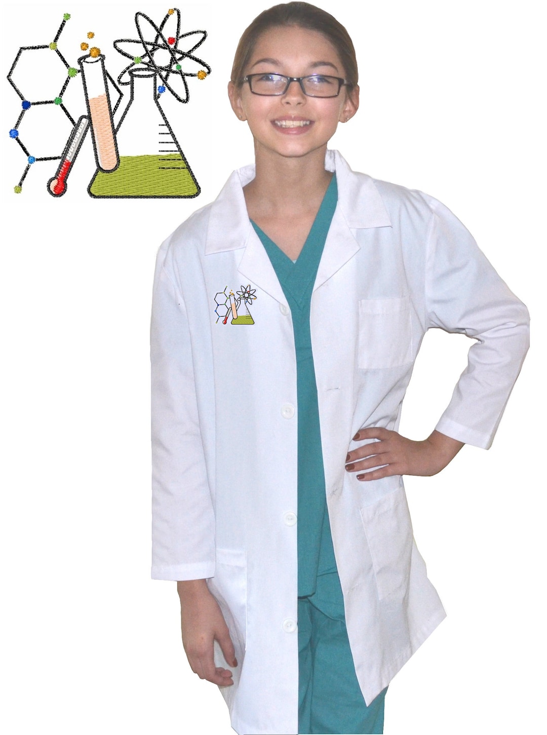 Kids Chemistry Lab Coat With Flask Test Tube Embroidery Design ...