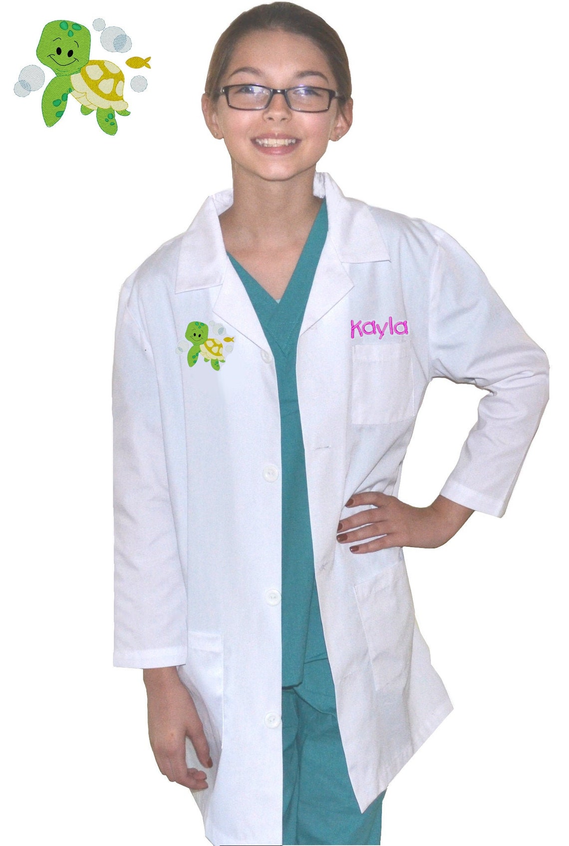 Personalized Kids Lab Coat With Baby Turtle Embroidery Design - Etsy