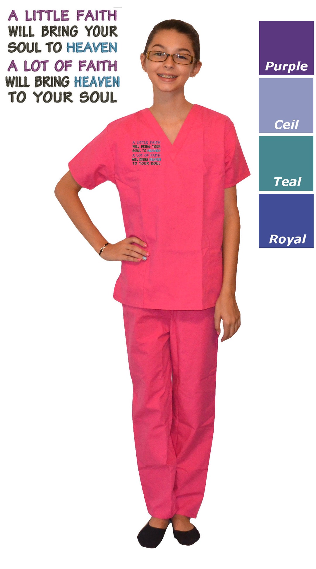 Kids Scrubs With Faith Quote Embroidery Design - Etsy