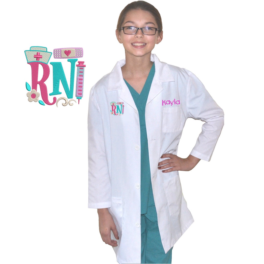 Personalized Kids Lab Coat With RN Nurse Embroidery Design Little ...
