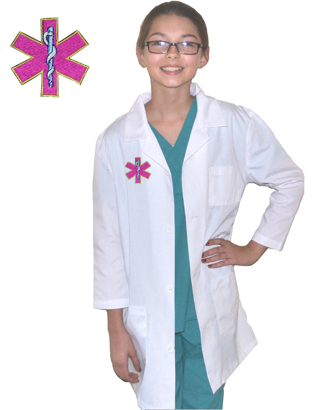 Kids Doctor Lab Coat With Pink Medical Symbol Star of Life - Etsy