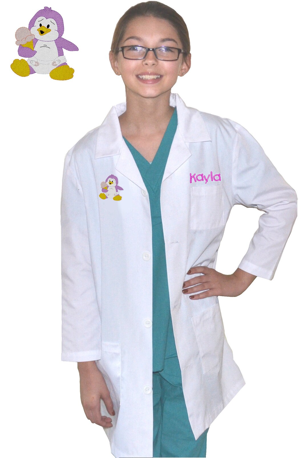 Personalized Kids Lab Coat With Baby Penguin Embroidery Design ...