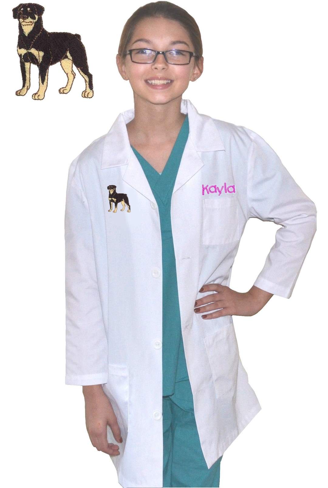 Personalized Kids Lab Coat With Rottweiler Dog Embroidery Design ...