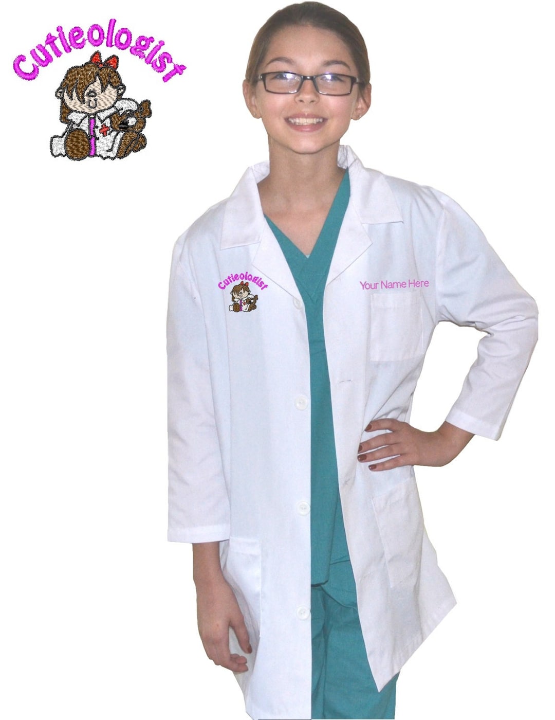 Personalized Kids Lab Coat With Cutieologist Embroidery Design - Etsy