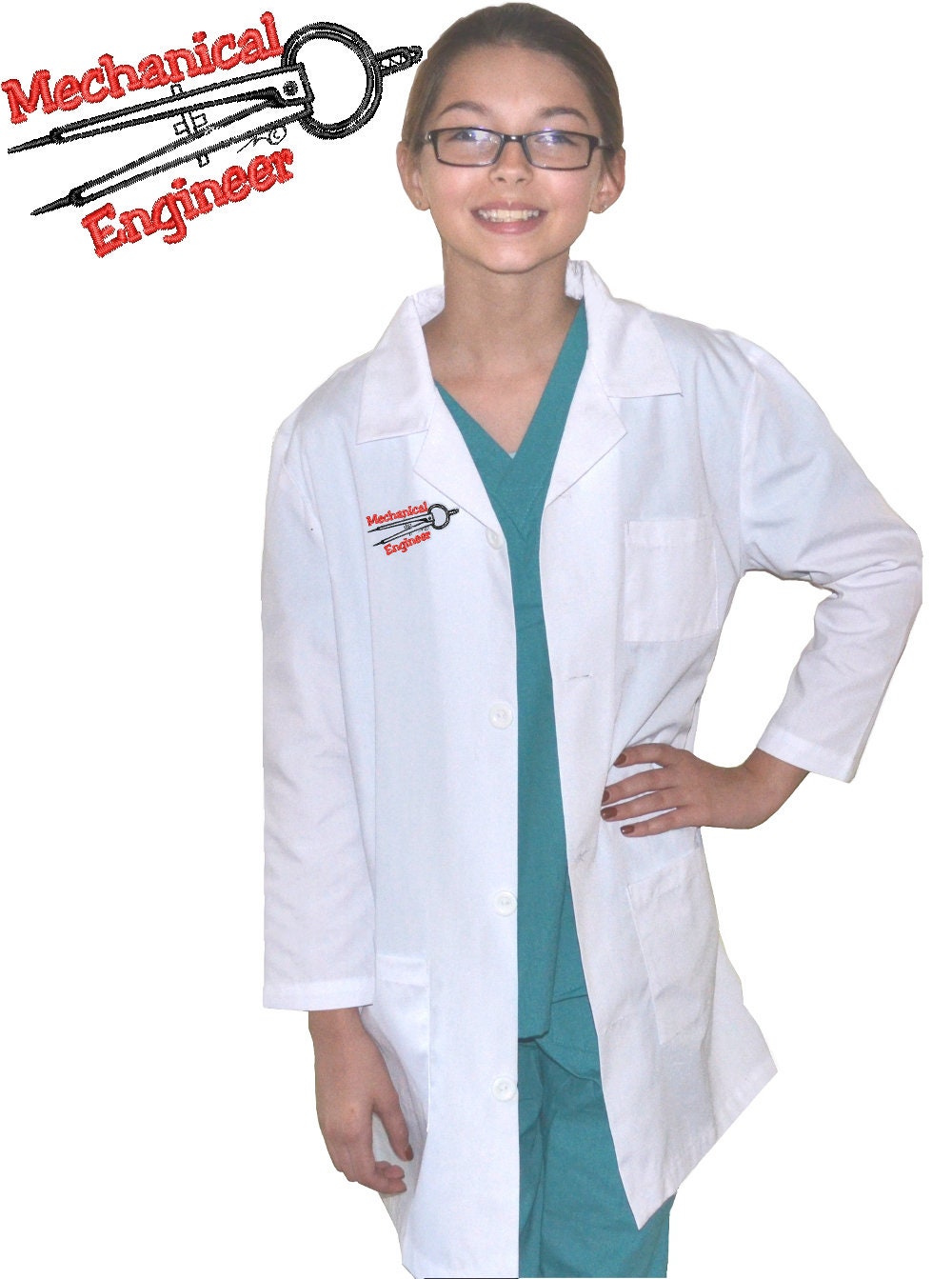 Kids Lab Coat With Mechanical Engineer Compass Embroidery Design - Etsy