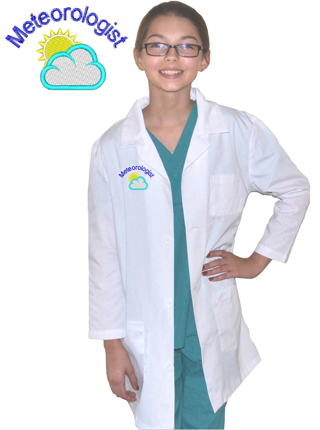 Kids Meteorologist Lab Coat With Sun and Cloud Weather Embroidery ...