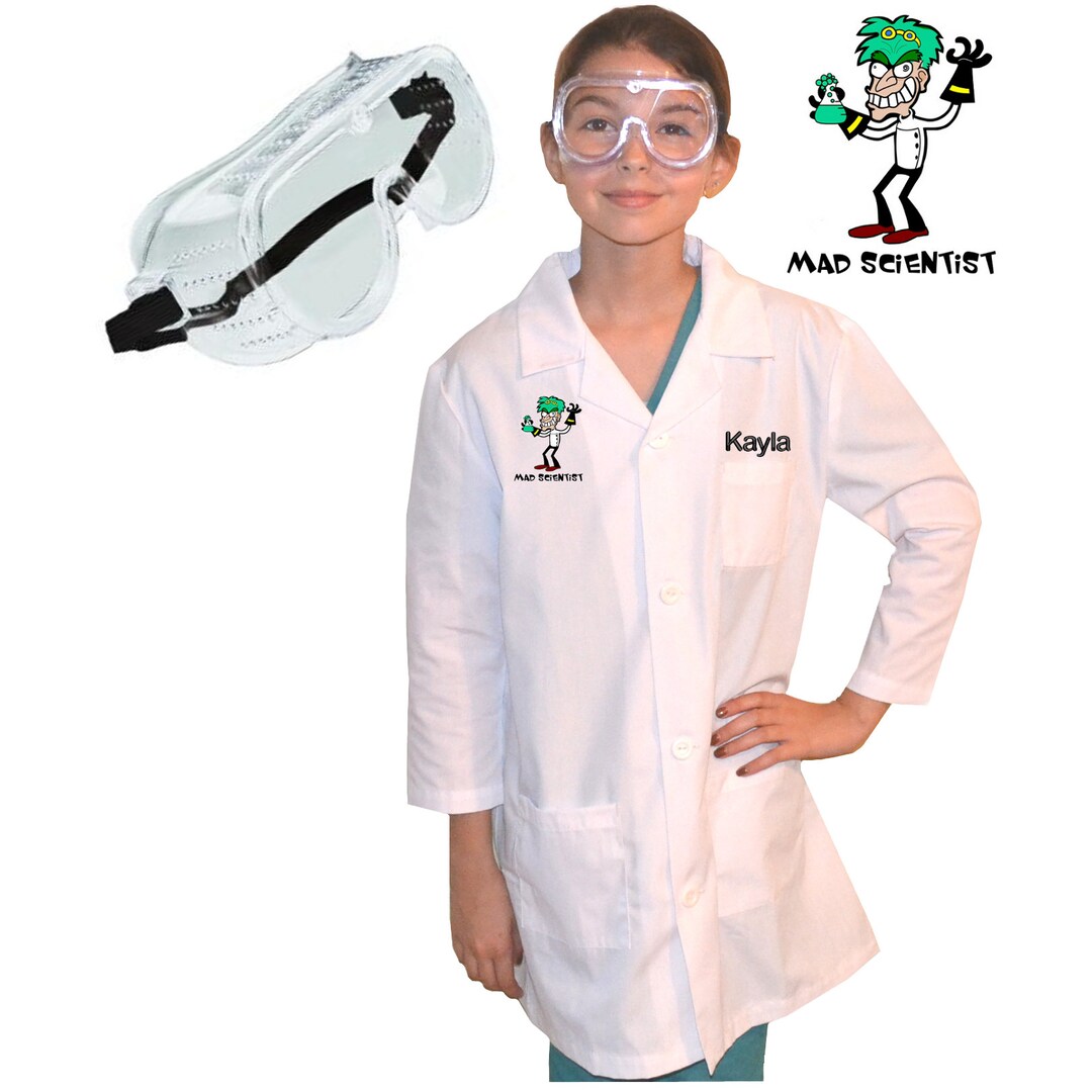 Personalized Kids Mad Scientist Lab Coat With Goggles - Etsy