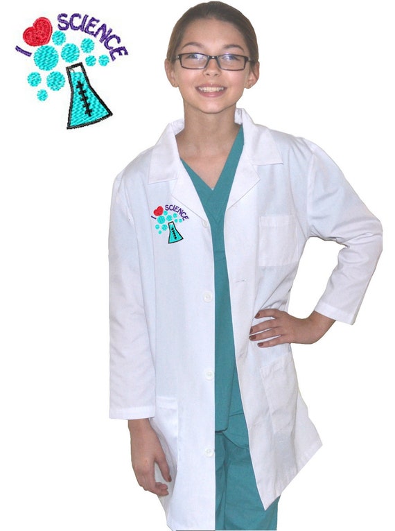 Kids Science Lab Coat With I Love Science Embroidery Design | Etsy