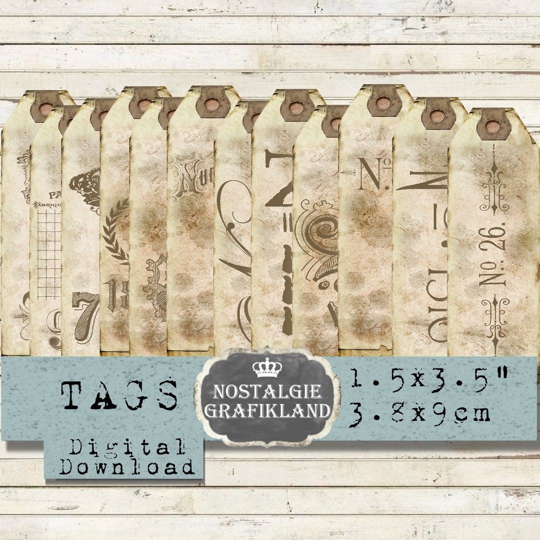 French Numbers Ephemera Journal Tags Vintage Printable Old Papers ...