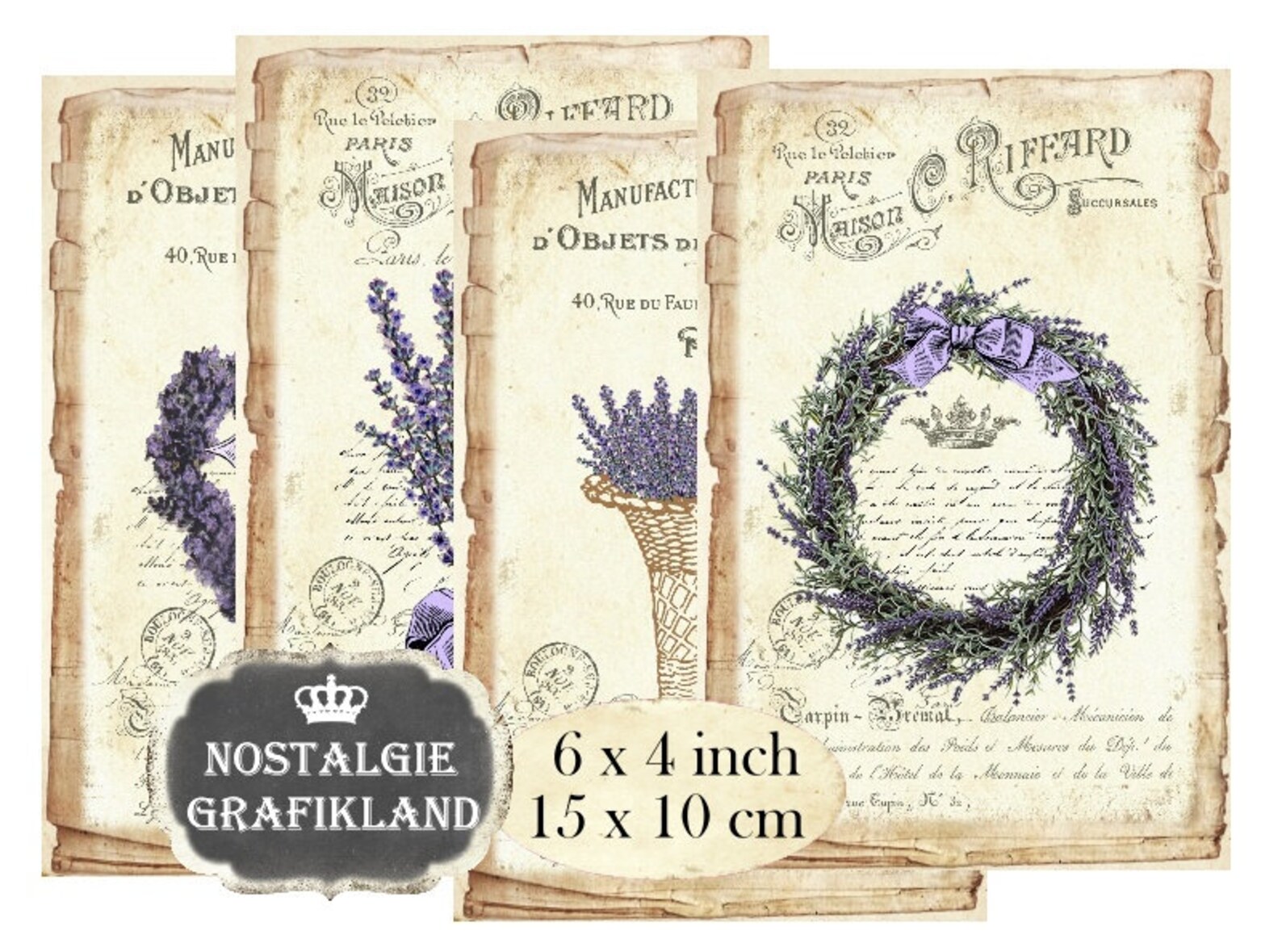 French Lavender Wreath Provence Labels Herbs 6 X 4 Inch - Etsy