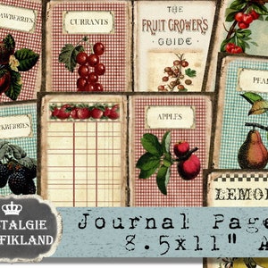 FRUITS Vintage Journal Pages Garden Book Ephemera Printable | Etsy