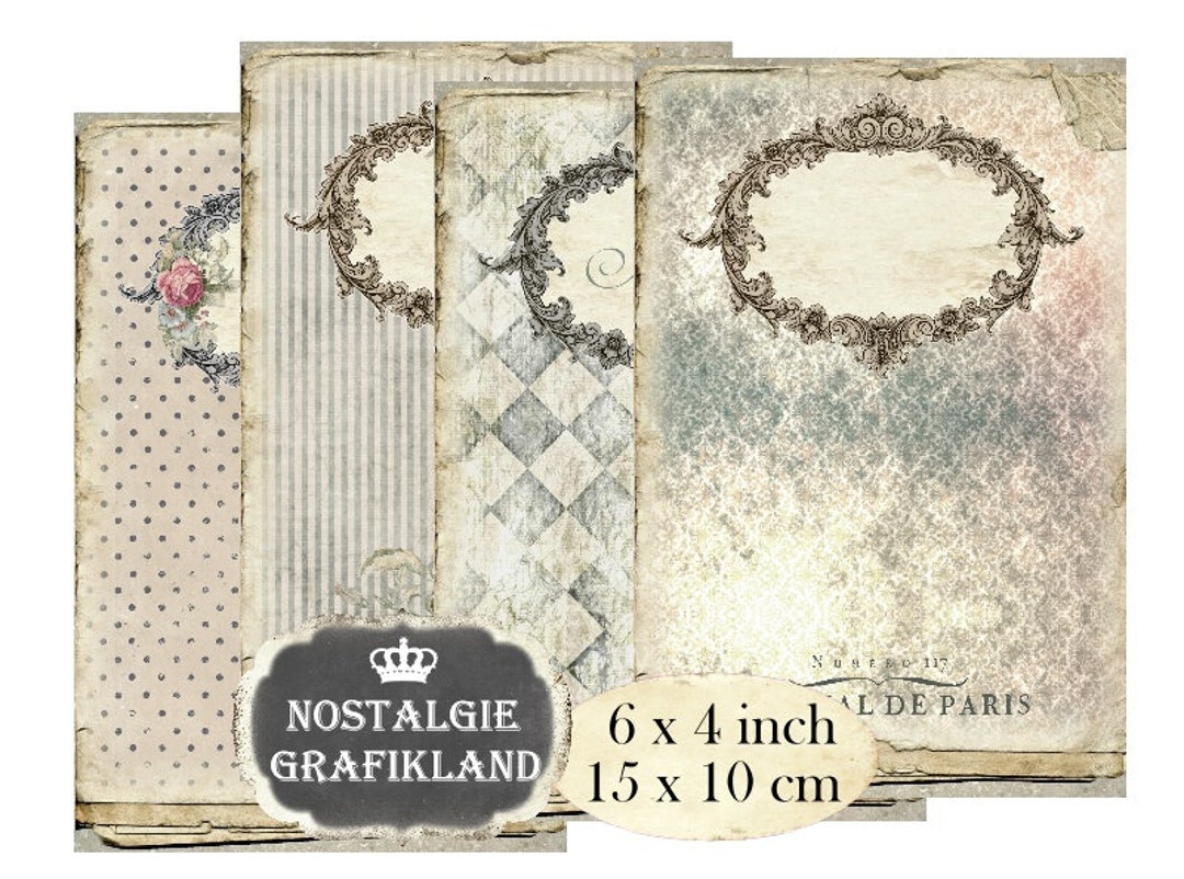 Journal Covers Printable Display Cards Vintage Papers Frames - Etsy