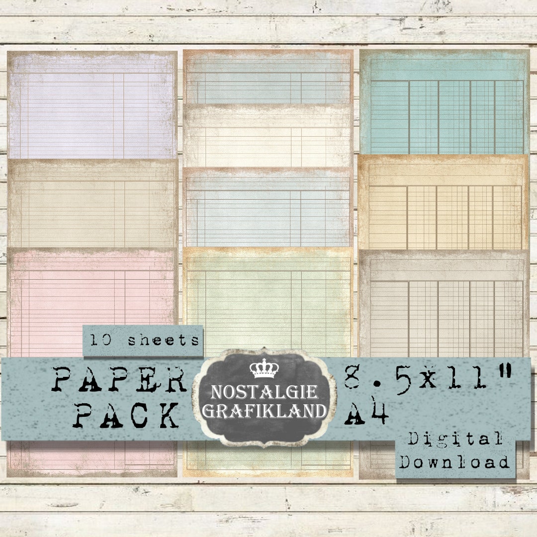 Ledger Vintage Paper Pack Printable Papers Junk Journaling - Etsy