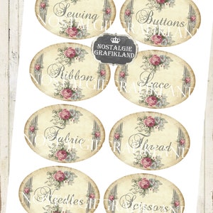 Sewing Labels Printable Craft Organizing Shabby Chic Digital Ephemera ...