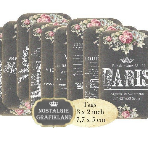 DIGITAL Vintage French Ephemera Tags Digital Collage Sheet - Etsy