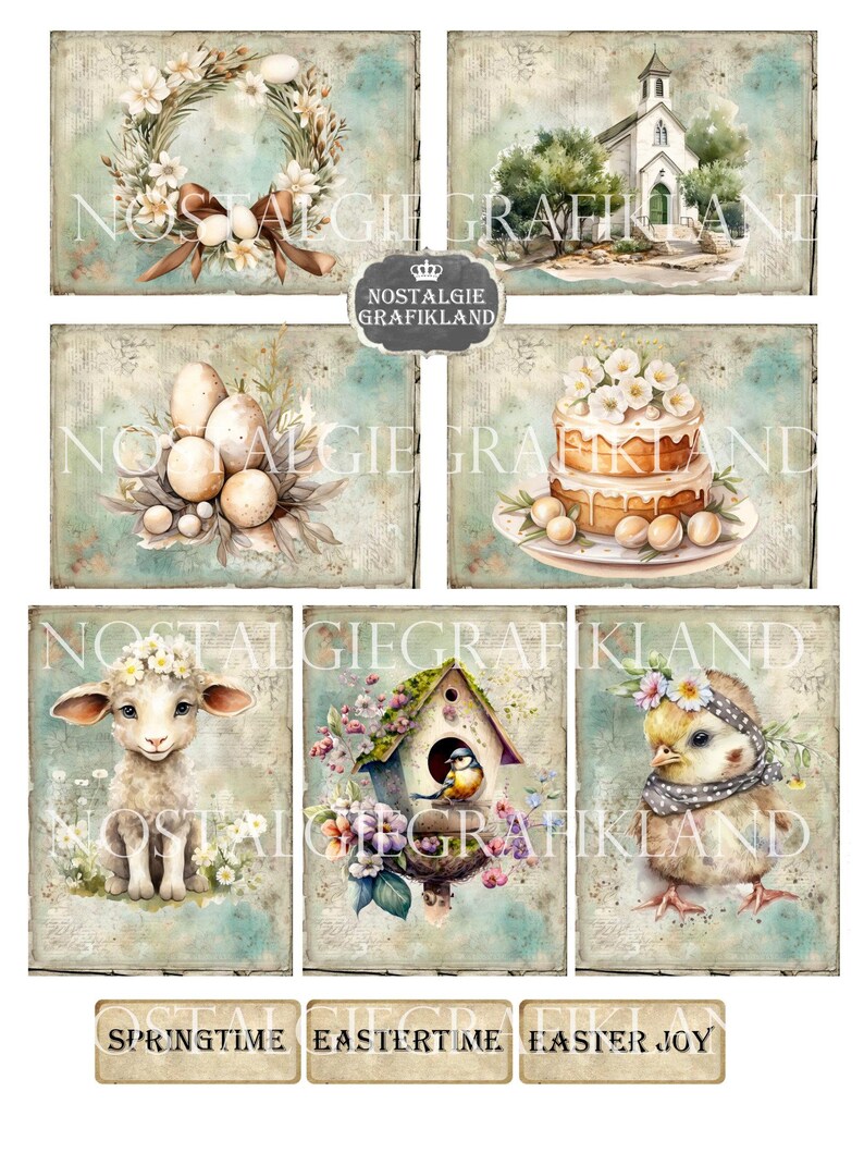 Easter Kit Digital Junk Journal Bunnies Eggs Spring Festive Rabbits ...