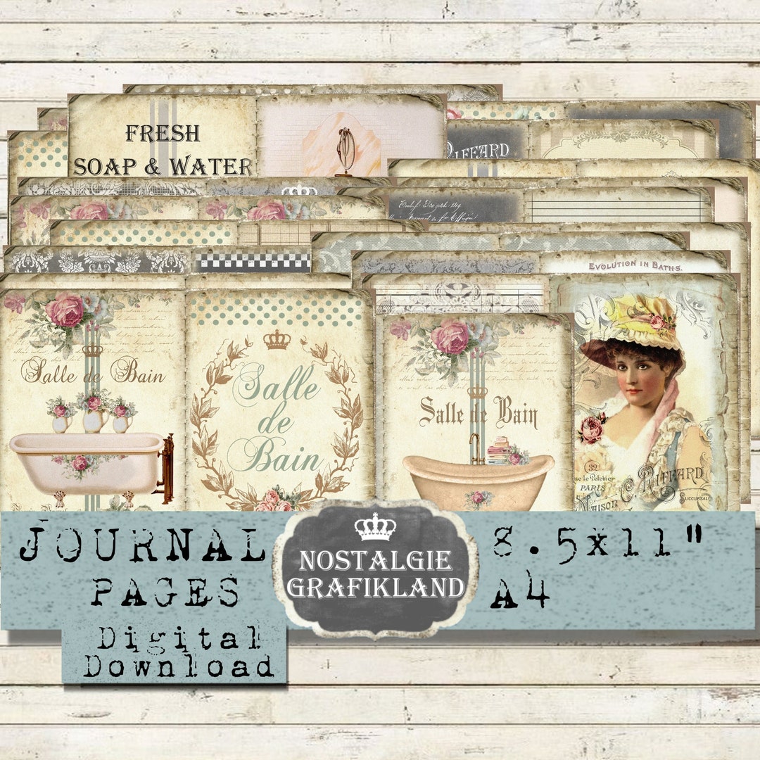 BATH Journal Pages Printable Bathroom Printable Salle De Bain Papers ...