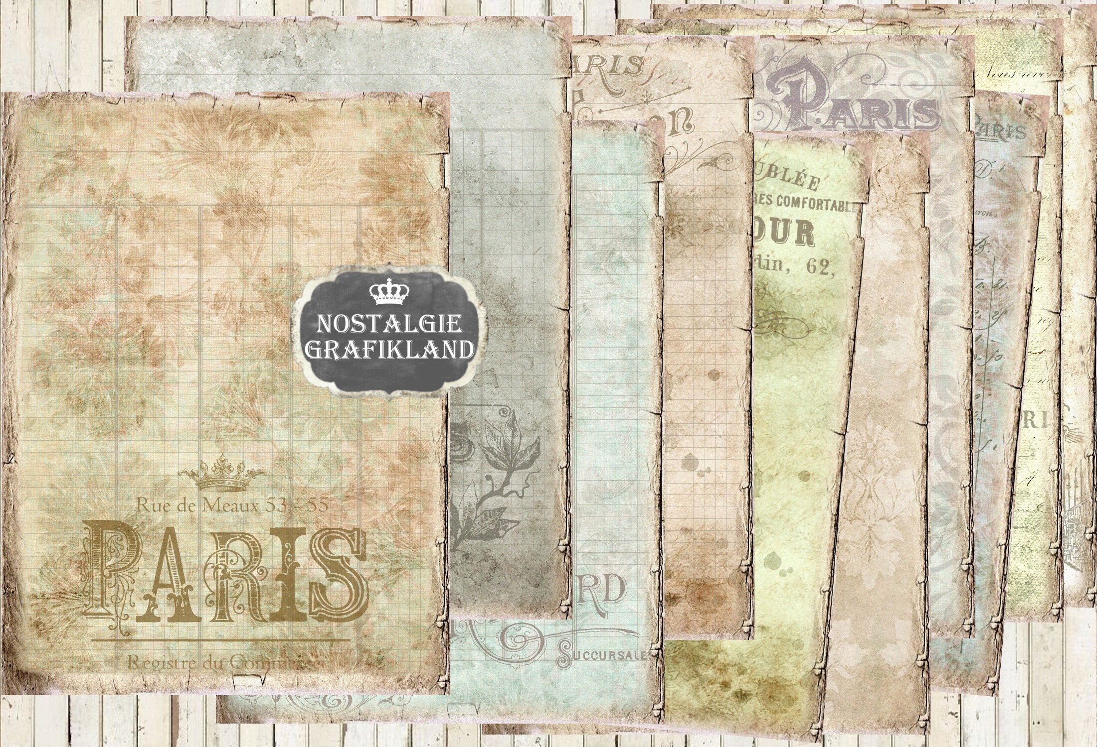 French Paris Digital Paper Pack Printable Papers Journaling France Old ...