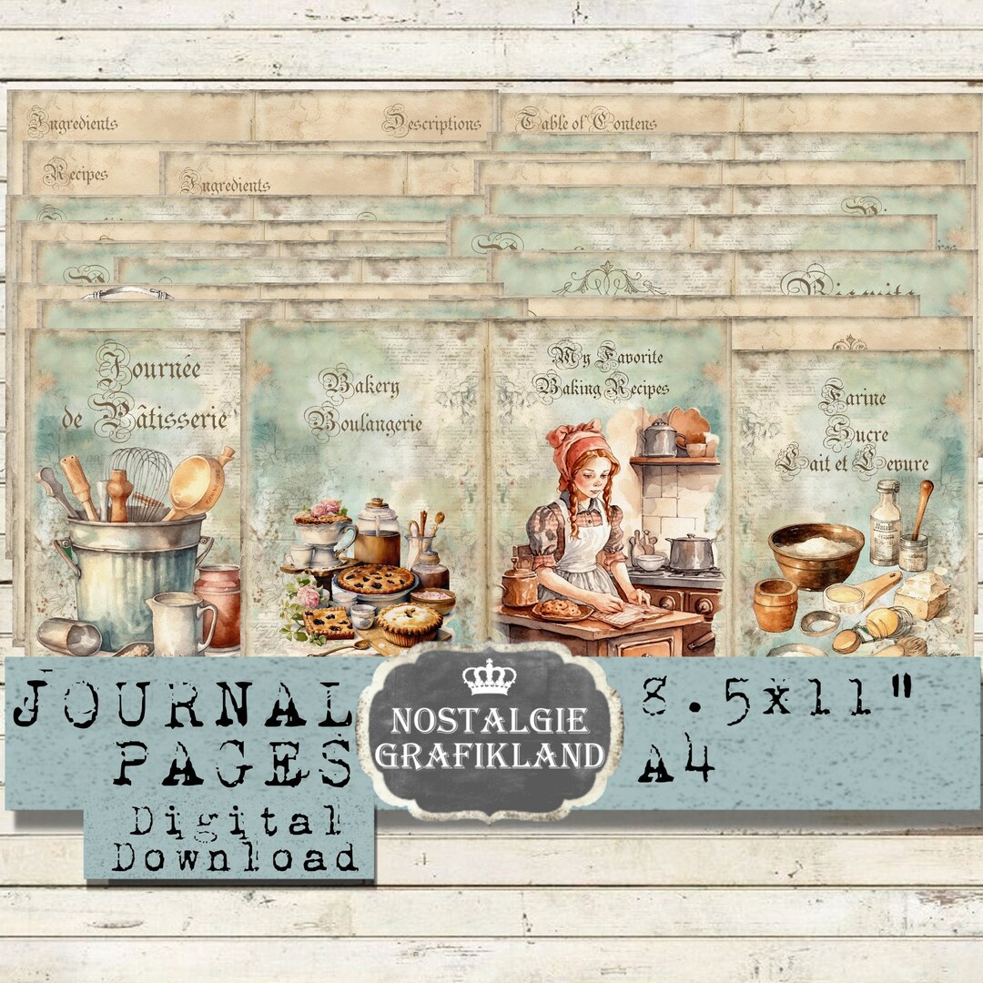 BAKERY Recipes Digital Journal Pages French Cakes Pie Bread Baking ...