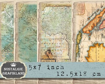 ANTIQUE MAPS Digital Printable Collage Sheet Colorful - Etsy