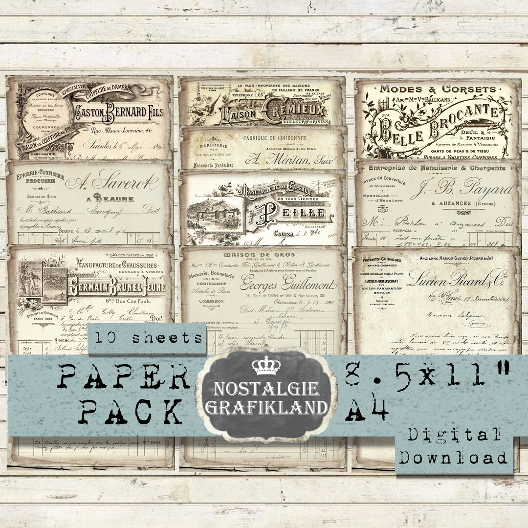 EPHEMERA Printable French Documents Papers Vintage Invoices - Etsy