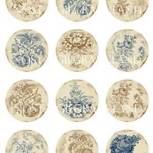 Sepia Blue Flowers Printable Vintage Background Journaling - Etsy