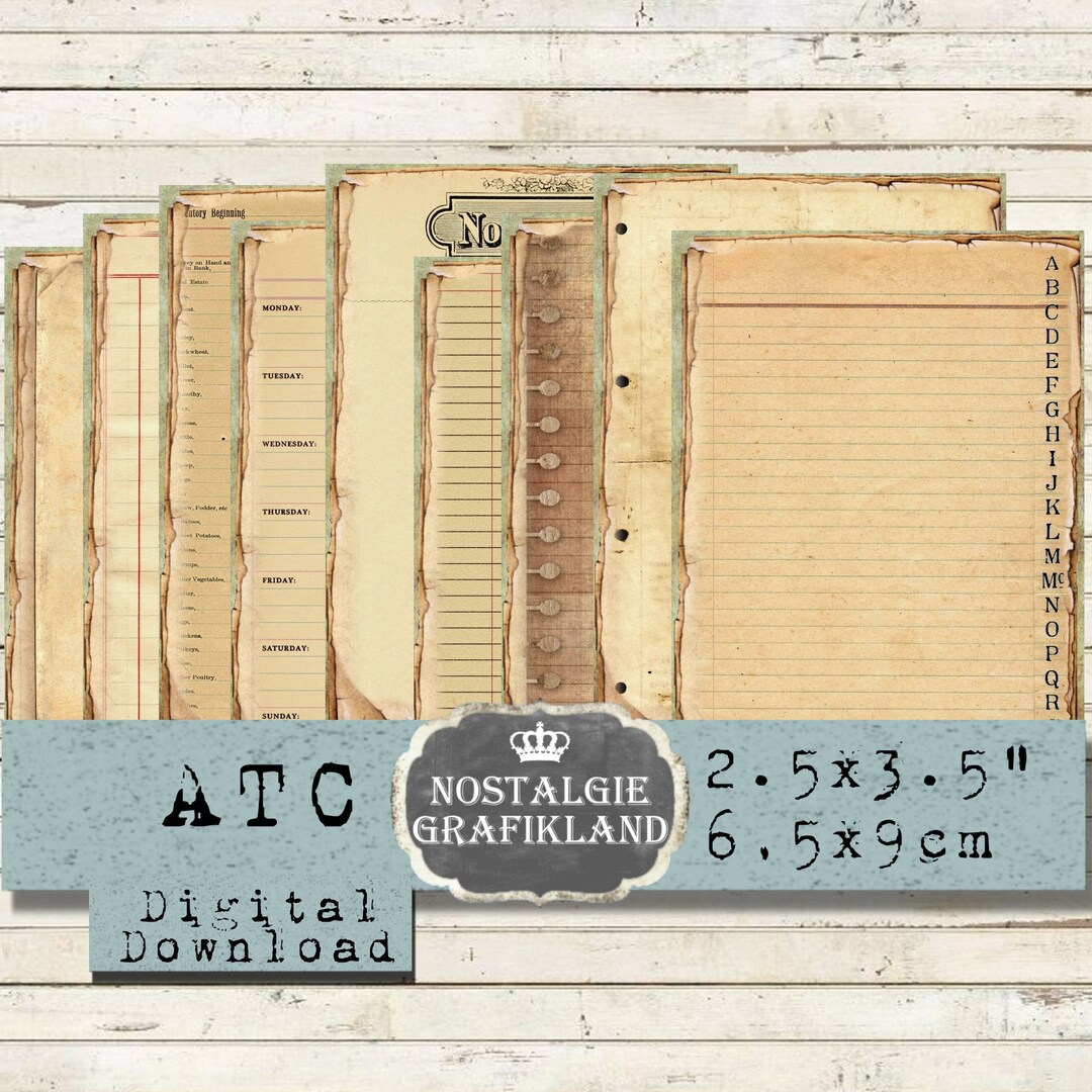 Ledger Papers Journal Tattered Ephemera ATC Vintage French Junk ...