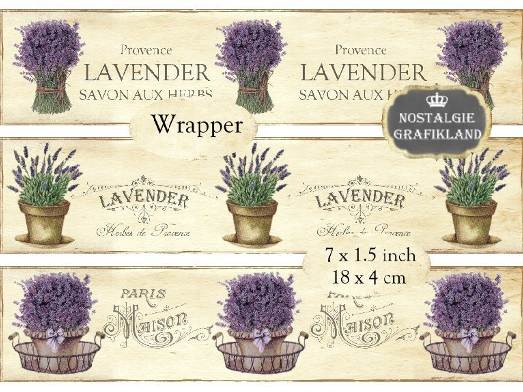 French Lavender Wrapper Provence Instant Download Digital Collage Sheet ...