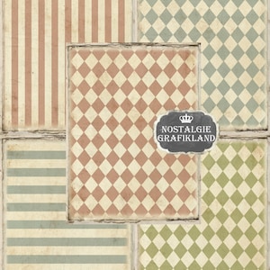 GEOMETRIC Background Digital Printable Paper Pack Vintage Checkerboard ...