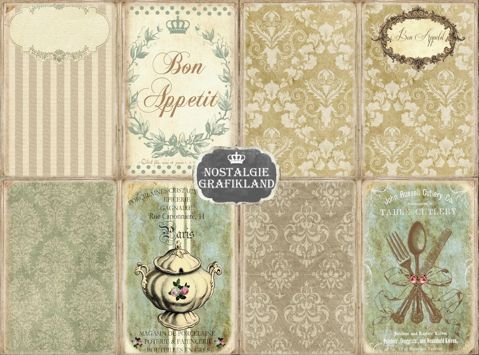 FRENCH BON APPETIT Journal Pages Printable Cooking Menu Dinner Cutlery ...