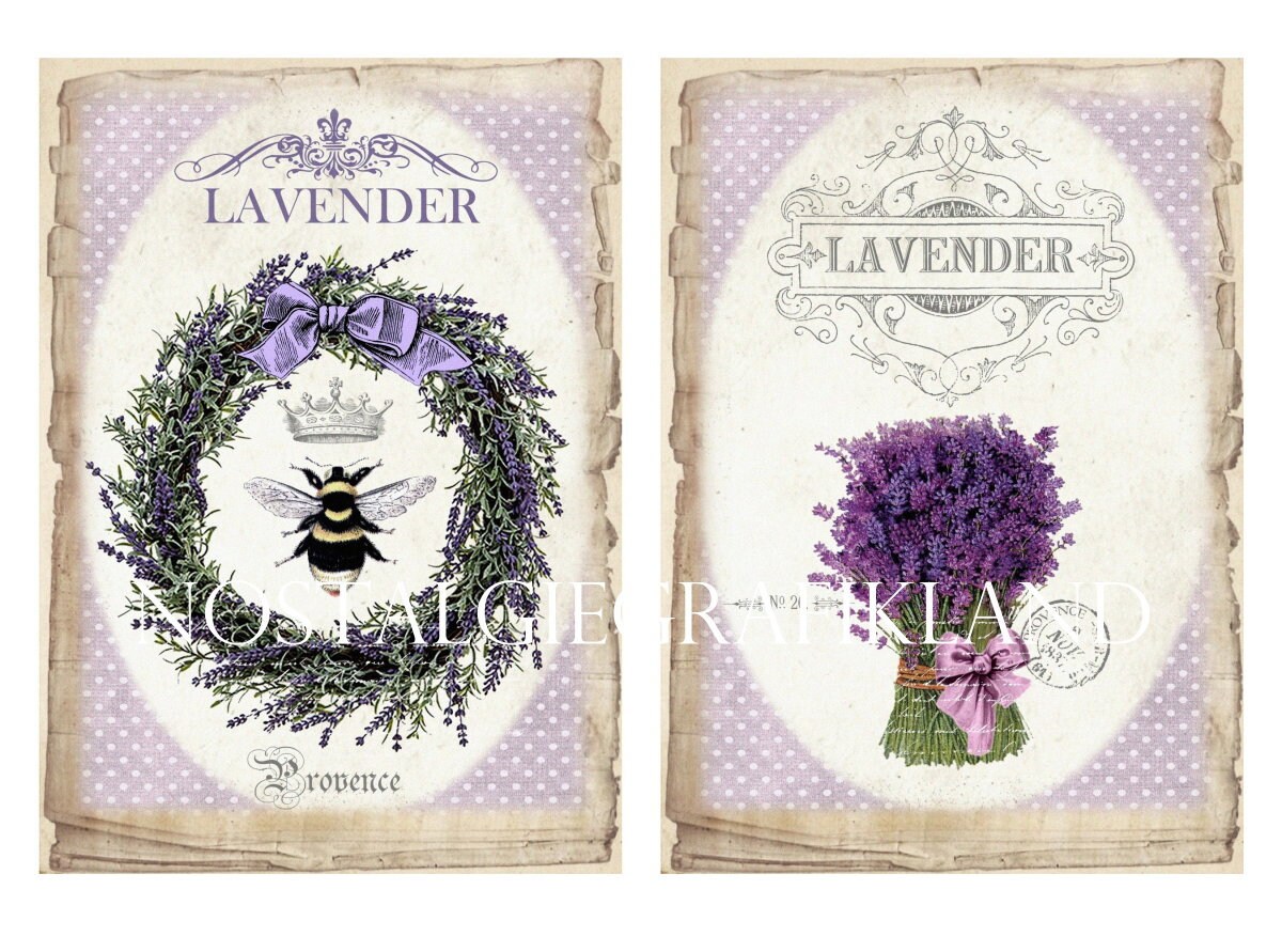 Lavender Digital Papers Printable Vintage Cards Journal 5x7 | Etsy