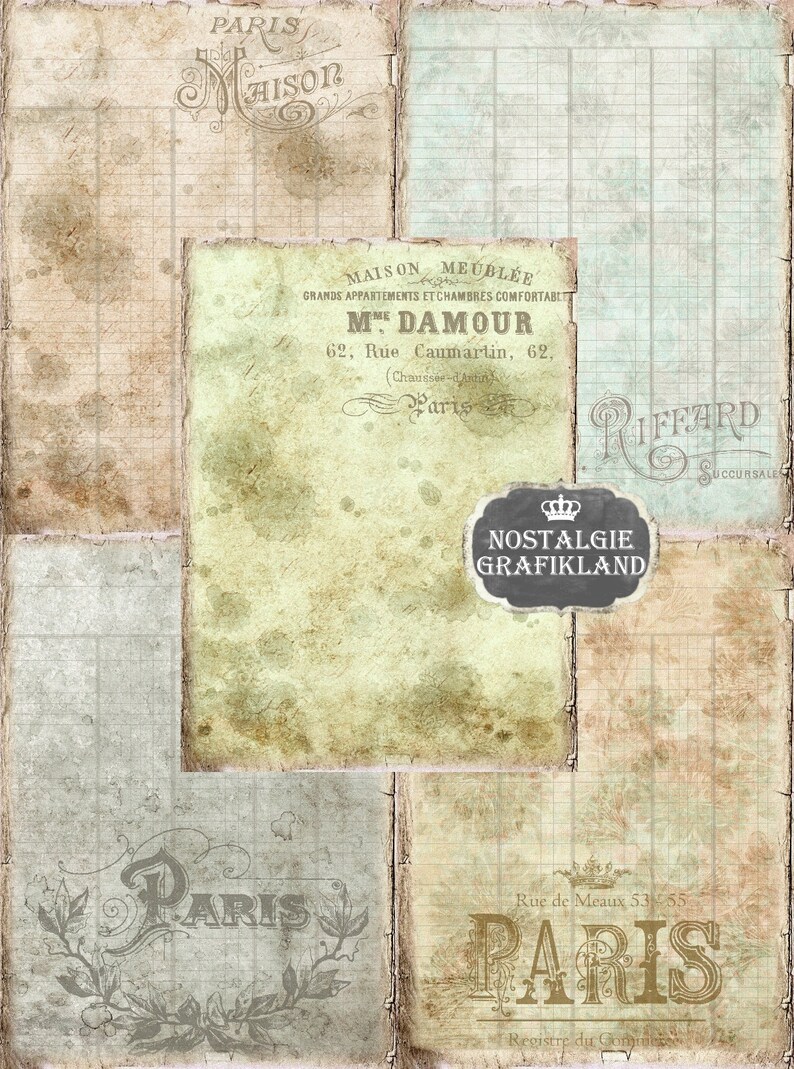French Paris Digital Paper Pack Printable Papers Journaling France Old ...